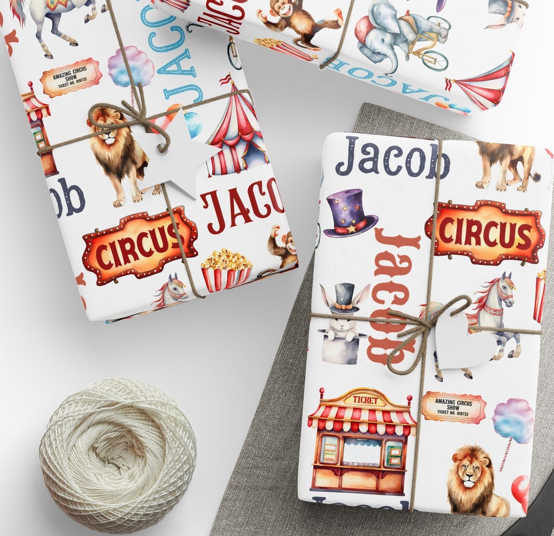 Personalized Name Wrapping Paper, Circus Wrapping Paper, Gift Wrap ...