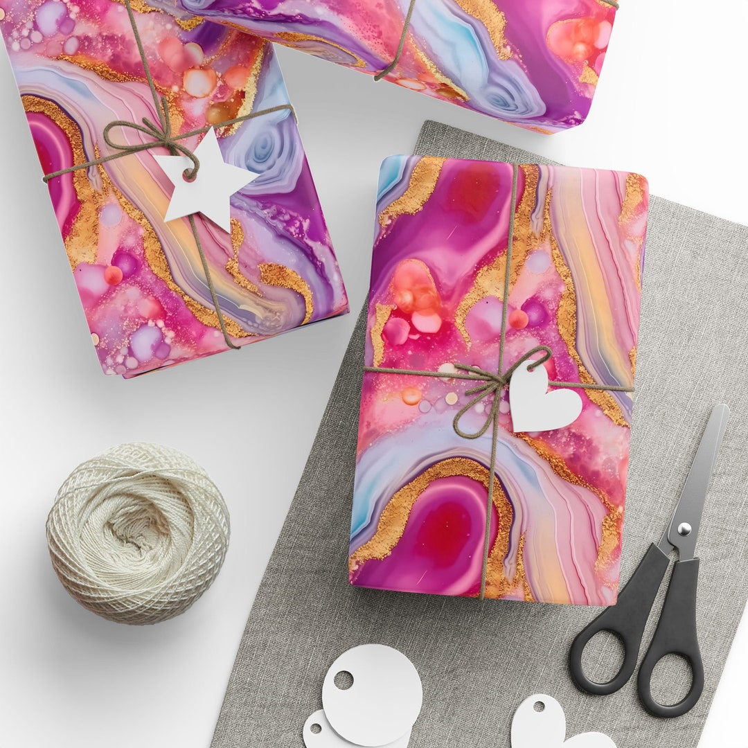 Geode Wrapping Paper, Birthday Wrapping Paper, Gift Wrap, Rainbow Gift ...