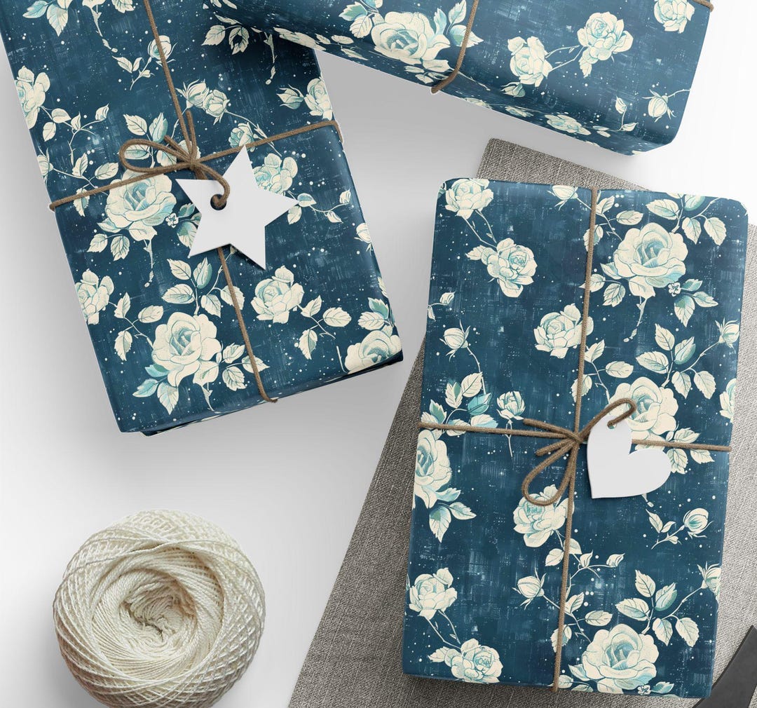 Antique Floral Wrapping Paper, Farm House Wrapping Paper, Gift Wrap ...