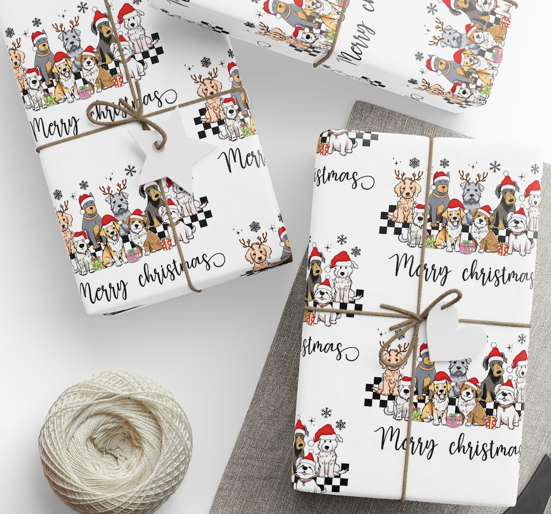 Christmas Dog Wrapping Paper, Dog Wrapping Paper, Gift Wrap, Christmas ...