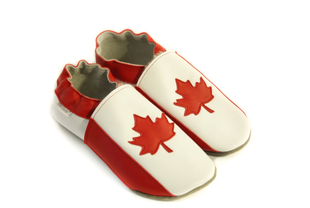 Soft Leather Slippers - Canada Flag - Etsy