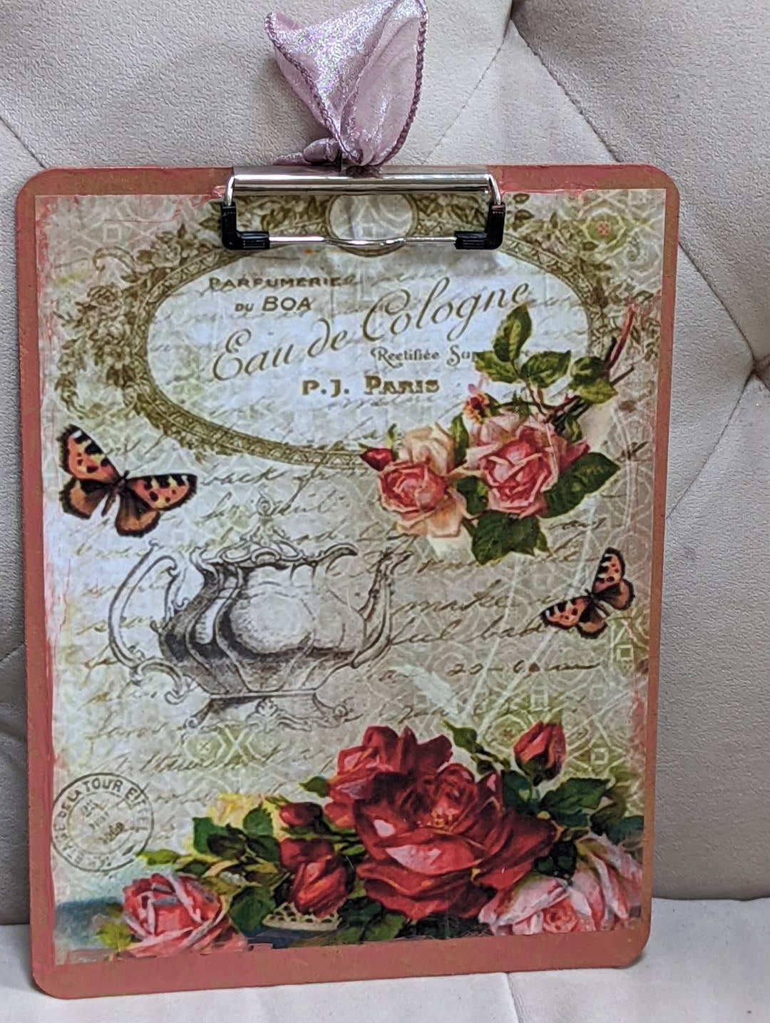 Clipboard, Teachers Clipboard , Floral Decoupage Clipboard, Kitchen ...