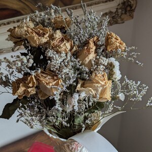 Dried Roses Bouquet, Dried Ivory Roses, Dried Flowers, Weddings, Home ...