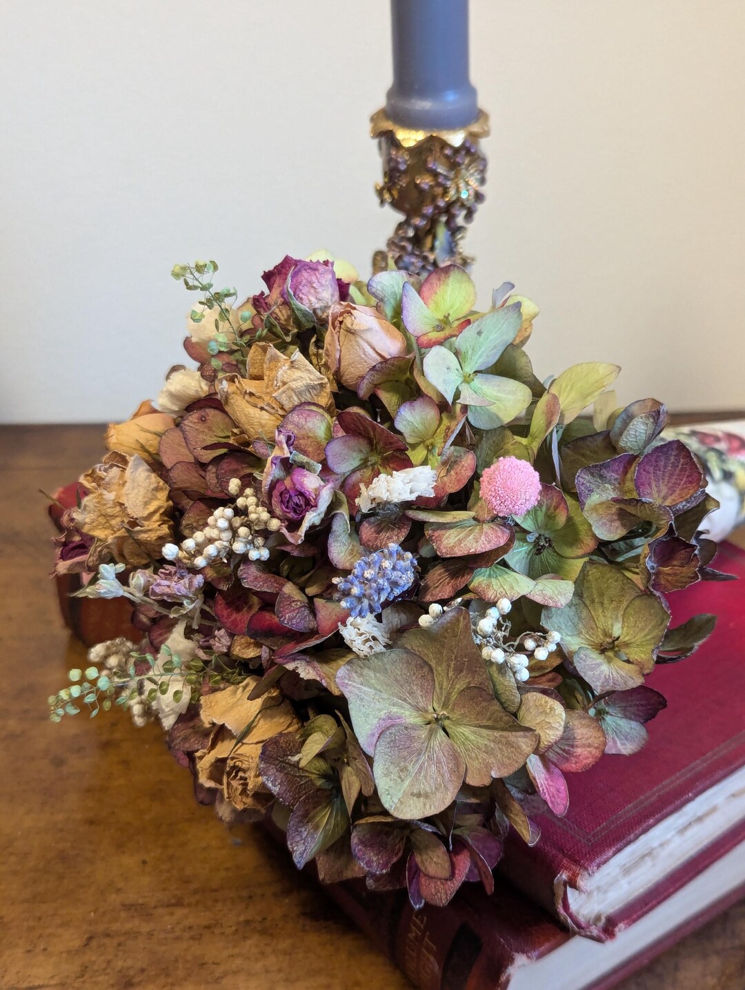 Victorian Tussie Mussie, Dried Hydrangea , Dried Flowers, Home Decor ...