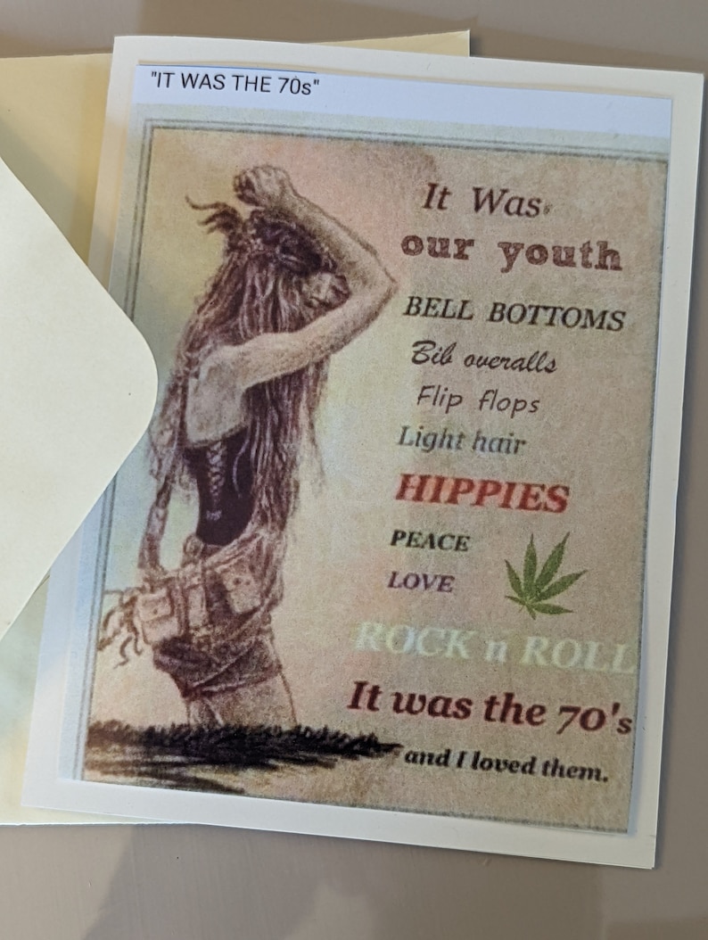 Flower Power Card , 70's Card With Envelope, Hippie Card ,peace.love ...