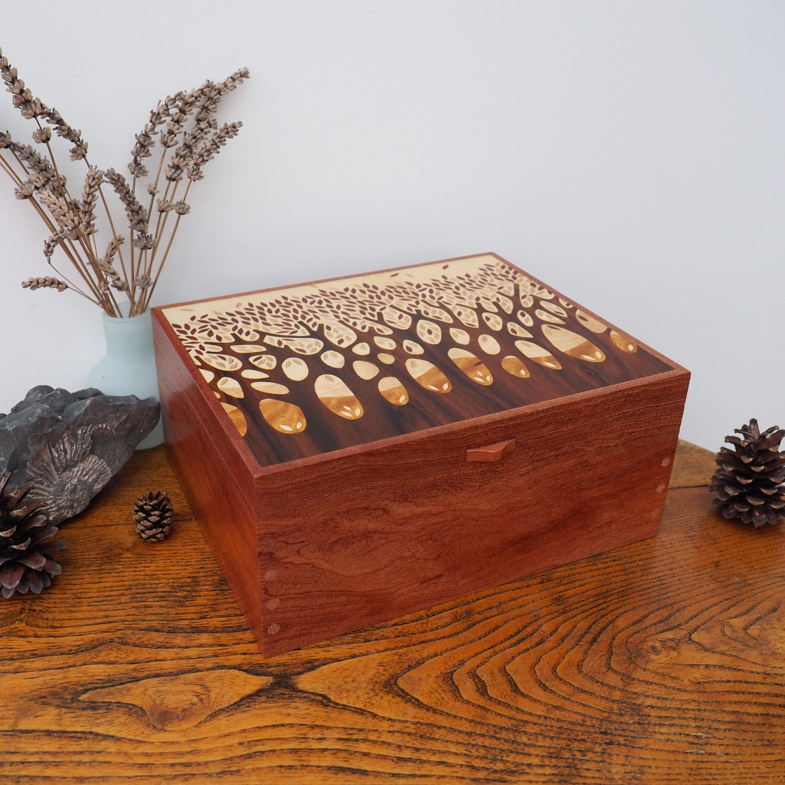 Large Wooden Jewellery Box Autumn Tree Design, Wooden Keepsake Box ...