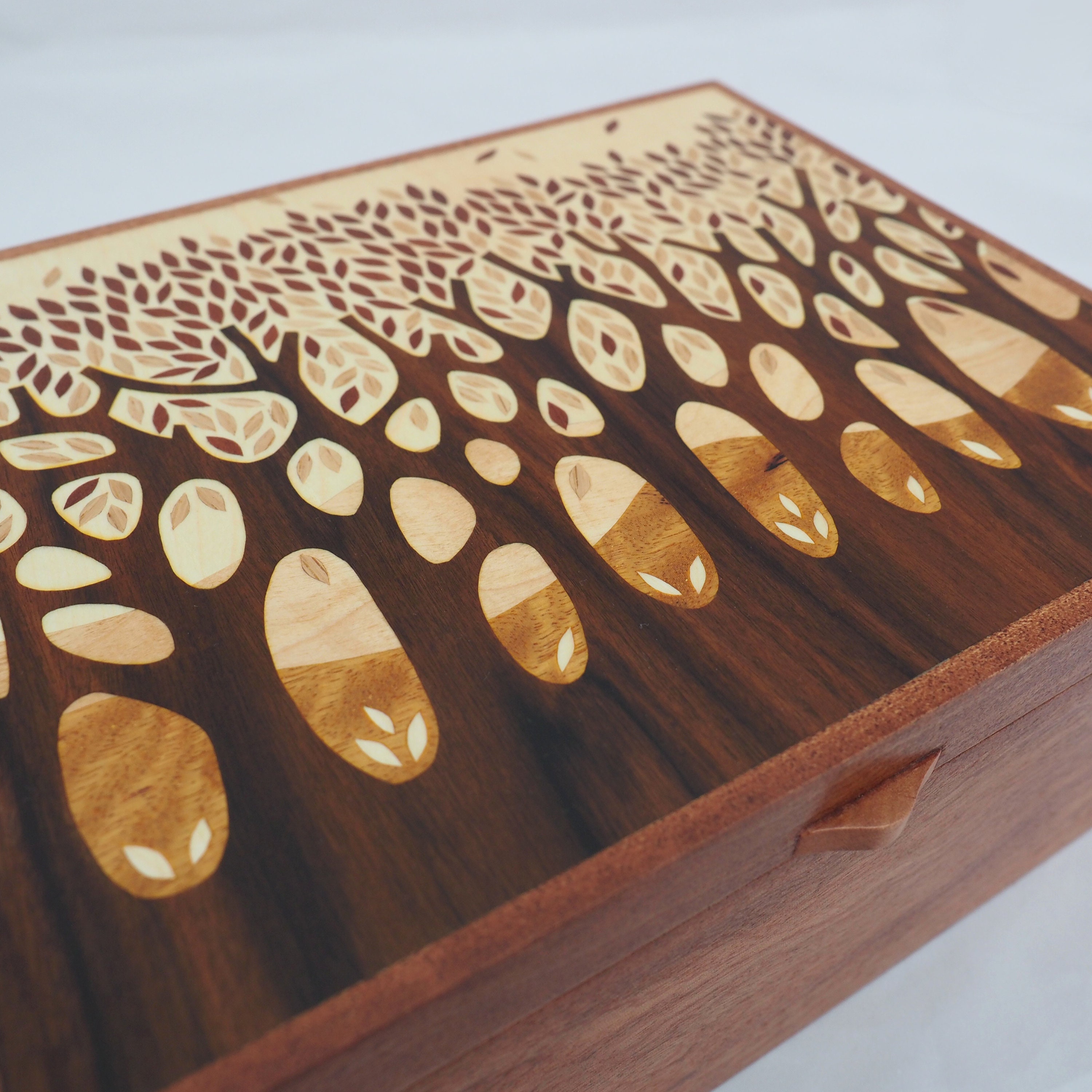 Large Wooden Jewellery Box Autumn Tree Design, Wooden Keepsake Box ...