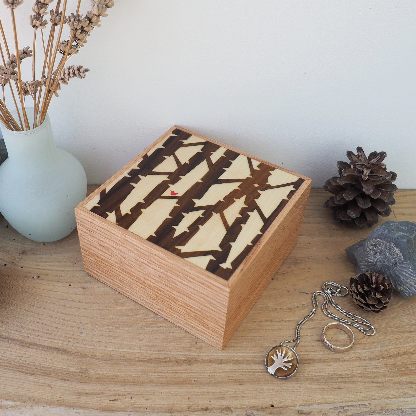 Small Wooden Trinket Box,silver Birch Trees,personalised Gift Box ...