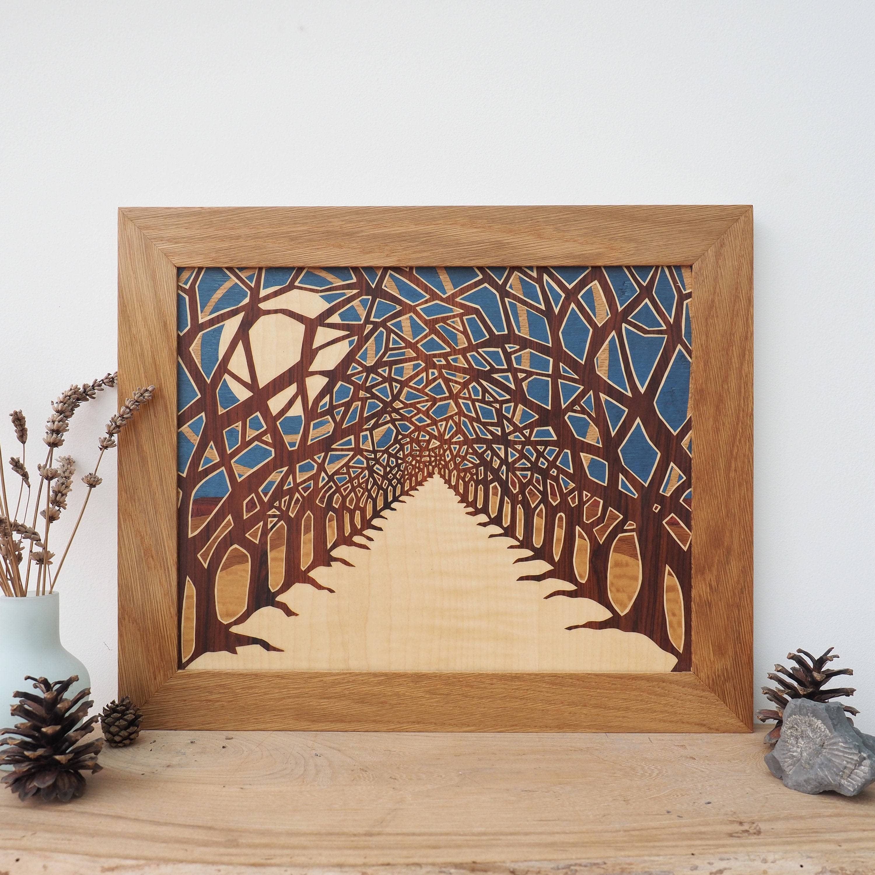 Modern Tree Wall Art, Hand Cut Marquetry Trees Wall Art, Stylish Tree ...