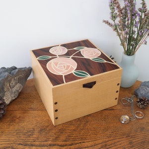 Small Wooden Jewellery Box With Mackintosh Roseswooden - Etsy UK