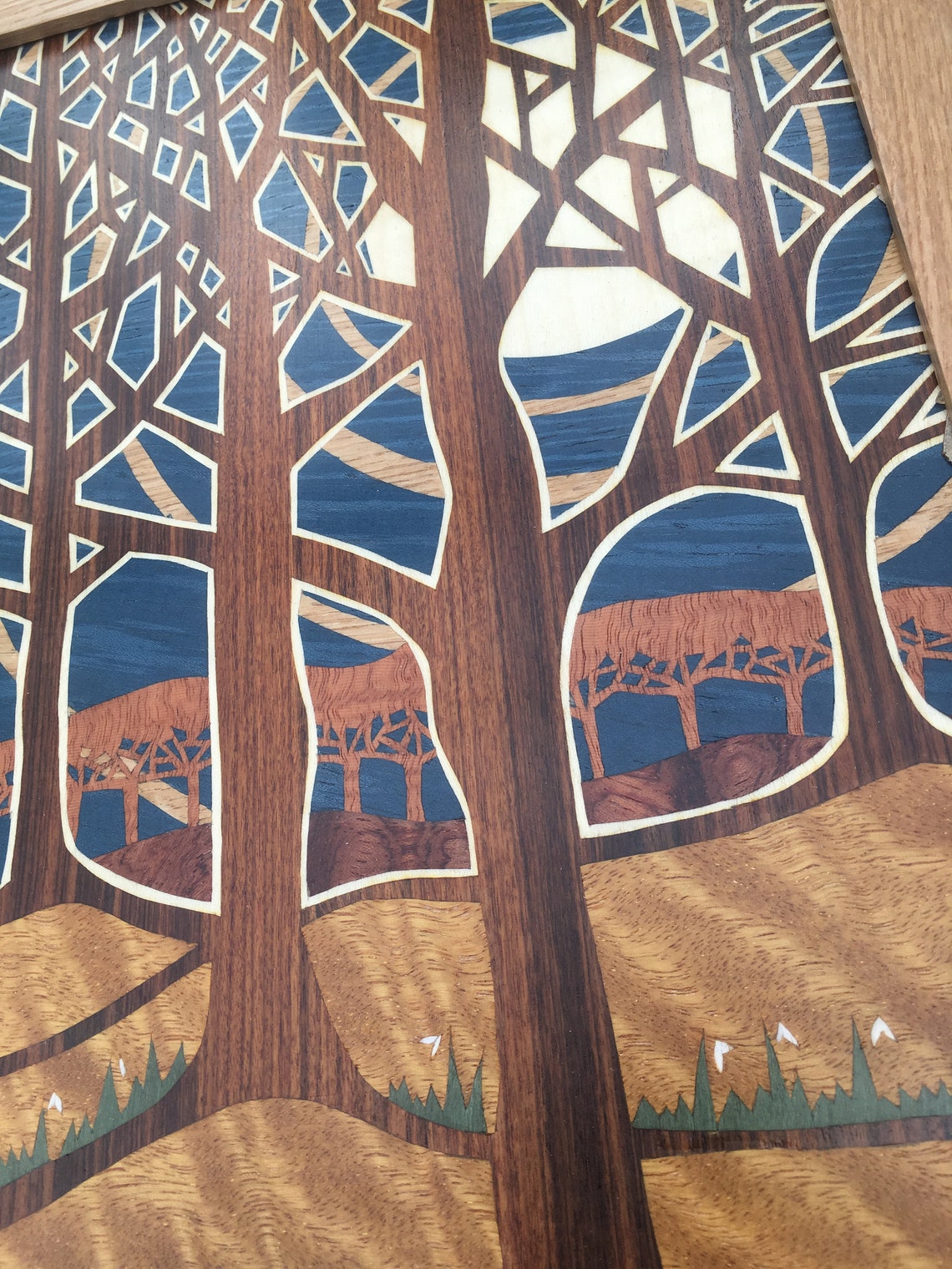 Modern Tree Wall Art Hand Cut Marquetry Trees Wall Art - Etsy