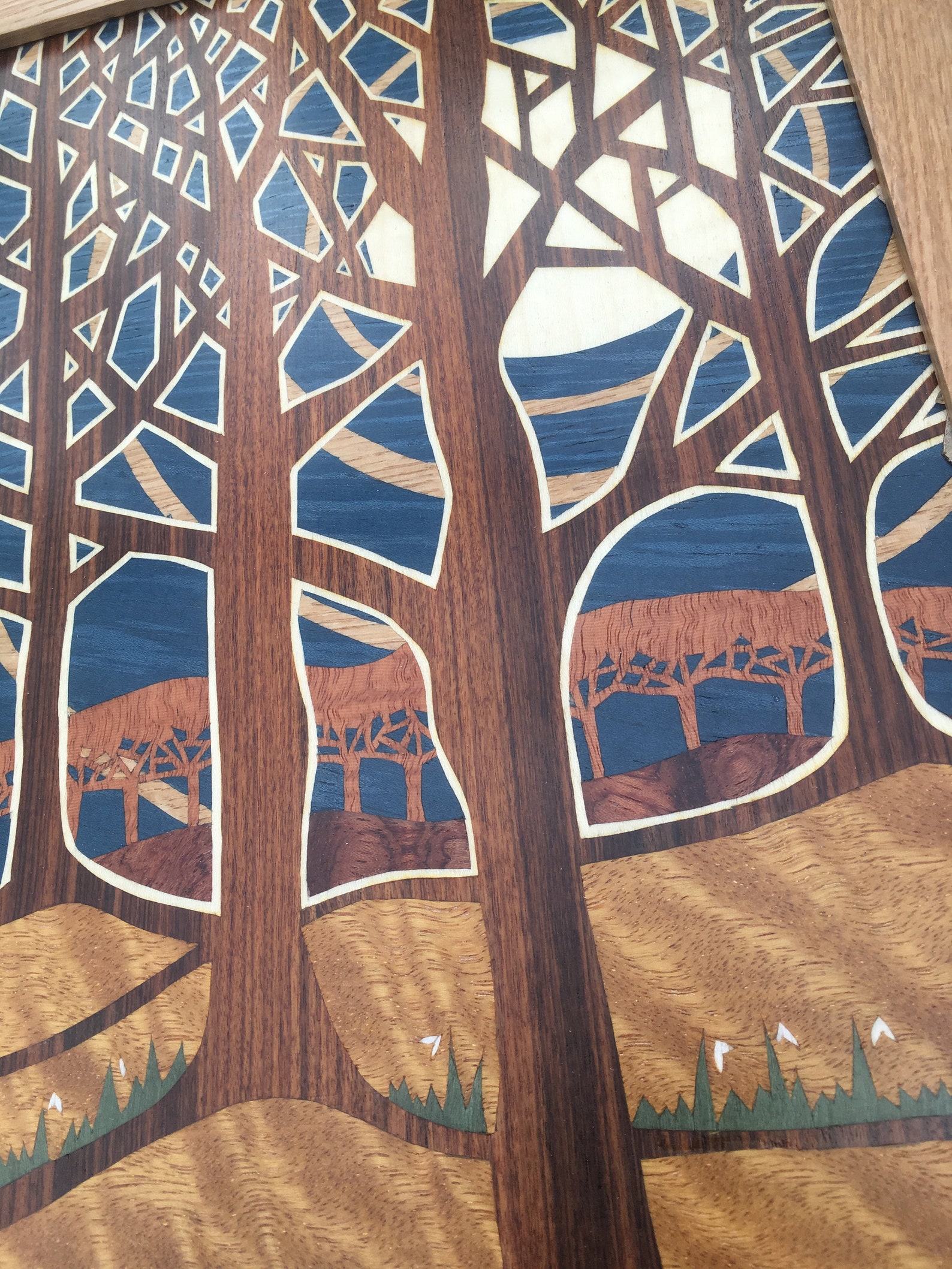 Modern Tree Wall Art, Hand Cut Marquetry Trees Wall Art, Stylish Tree ...