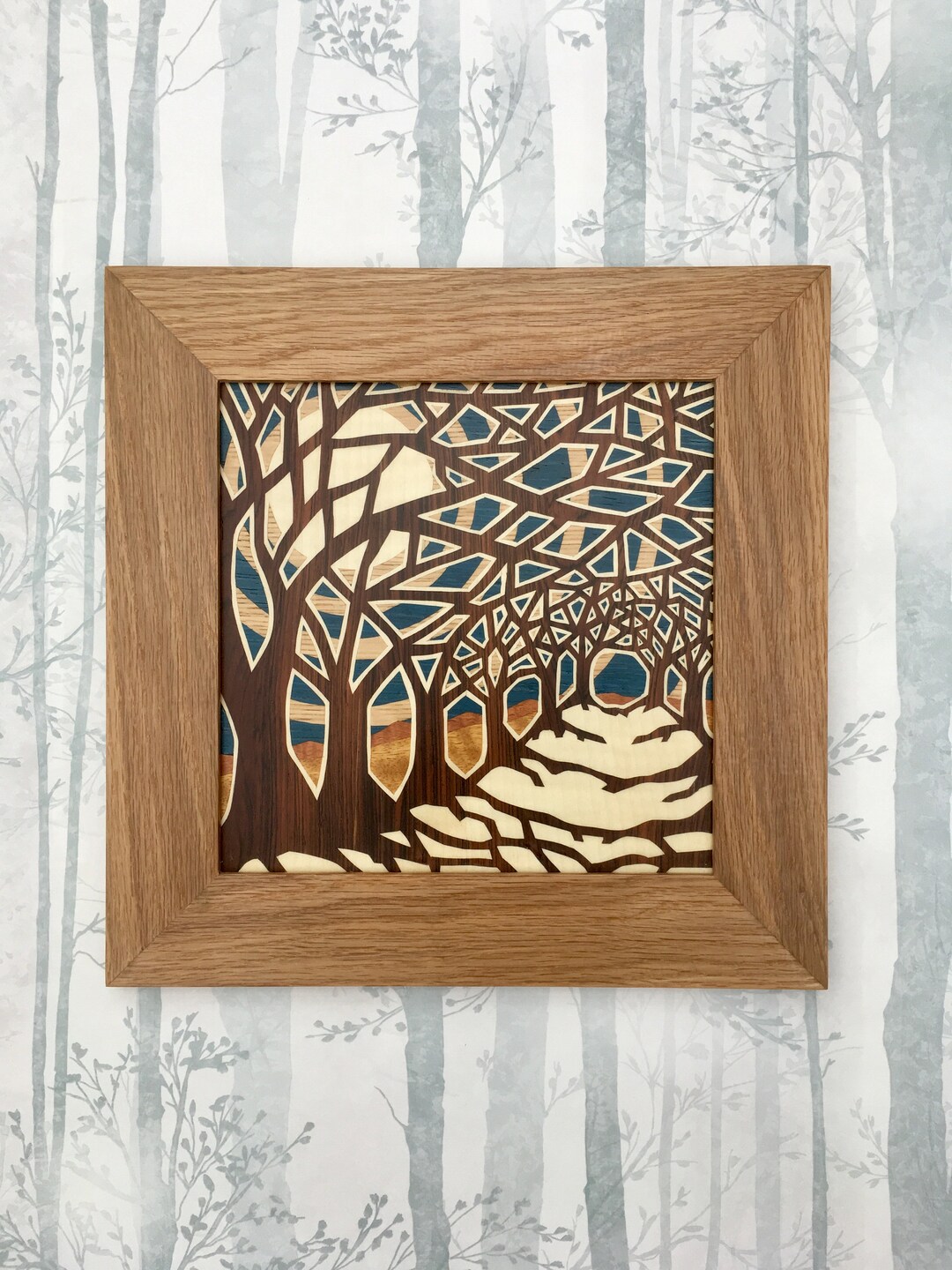 Modern Tree Wall Art, Hand Cut Marquetry Trees Wall Art, Stylish Tree ...