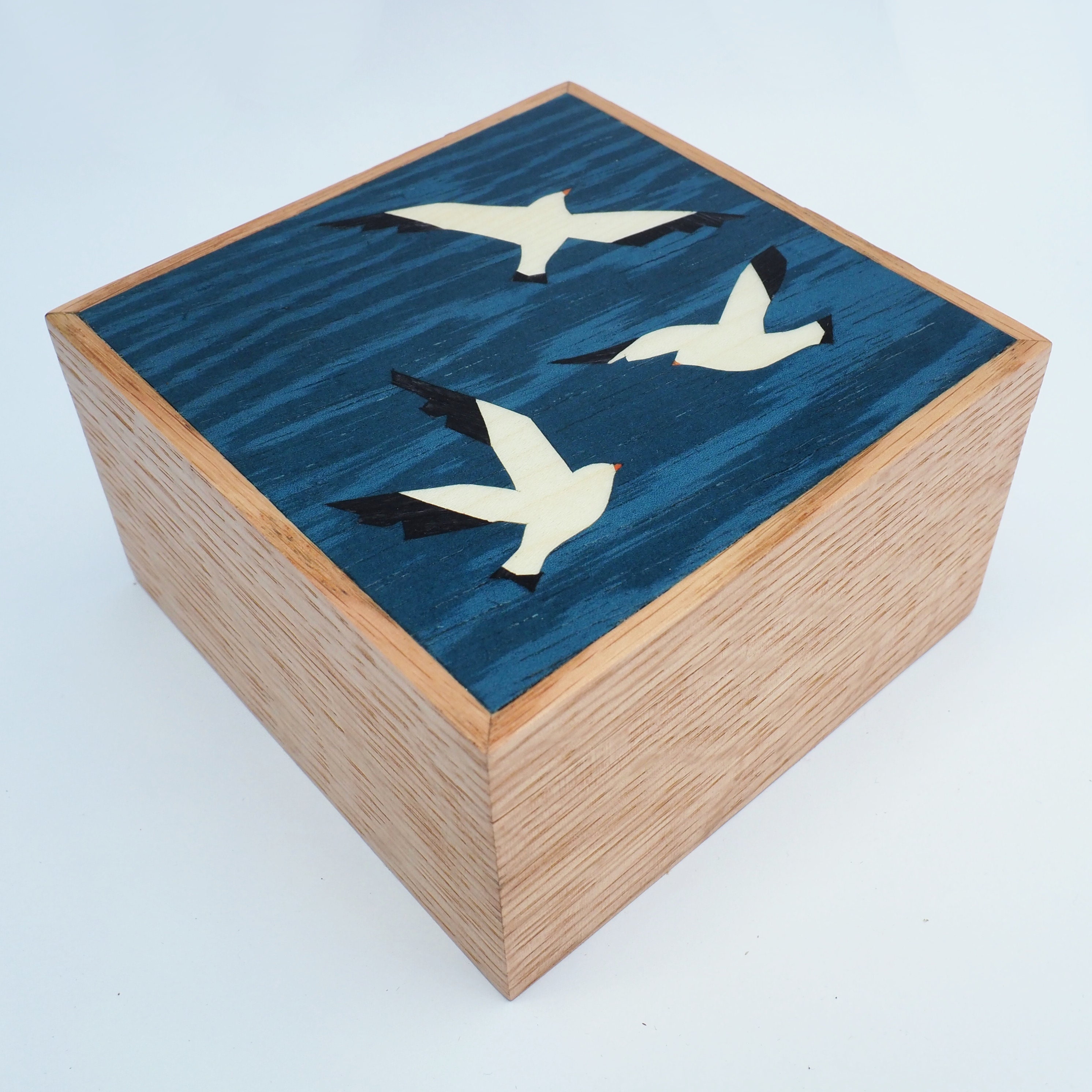Wooden Trinket Box With Seagulls, Wooden Jewellery Box, Personalised ...