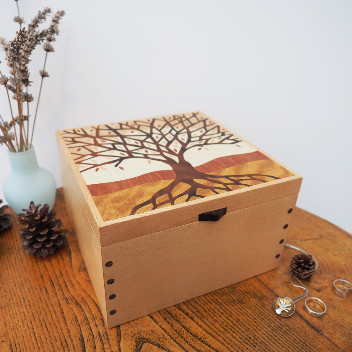 Large Wooden Jewellery Box, Jewellery Box, Tree of Life Keepsake Box ...