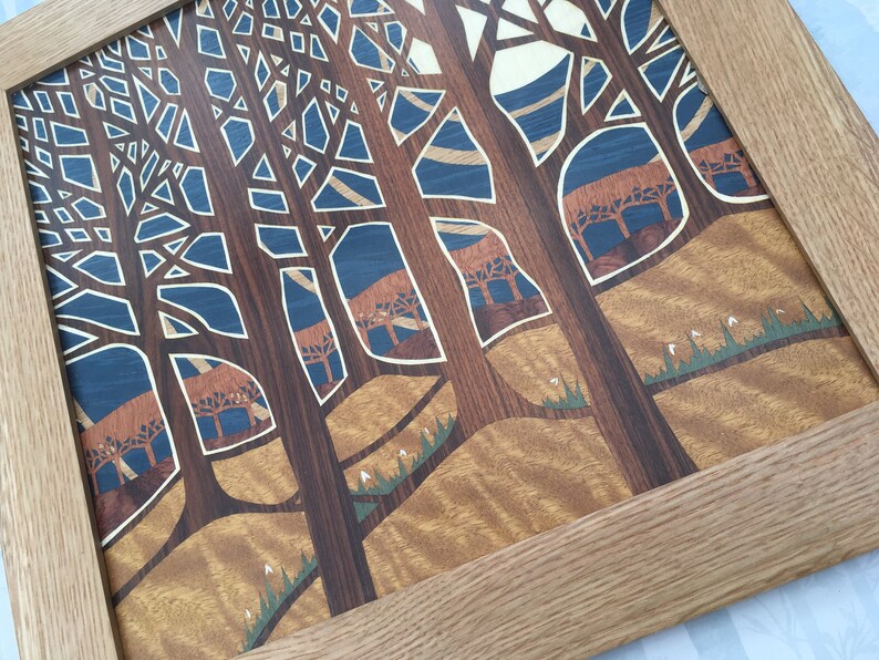 Modern Tree Wall Art, Hand Cut Marquetry Trees Wall Art, Stylish Tree ...