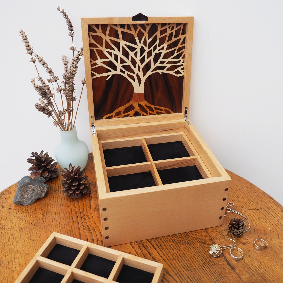 Large Wooden Jewellery Box, Jewellery Box, Tree of Life Keepsake Box ...