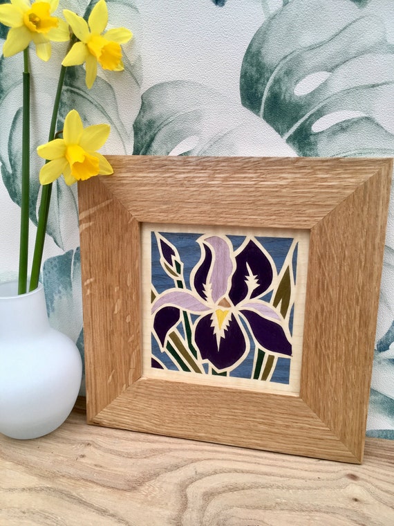 Flower Marquetry Wall Art Small Flower Wall Hanging | Etsy