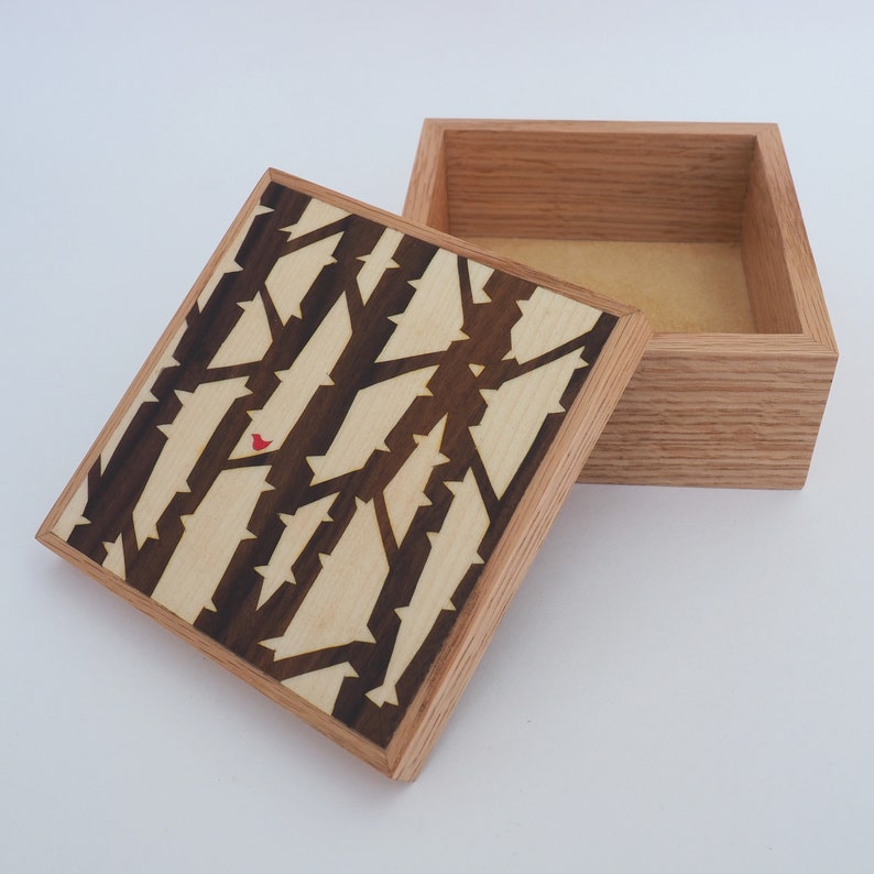 Small Wooden Trinket Box,silver Birch Trees,personalised Gift Box ...