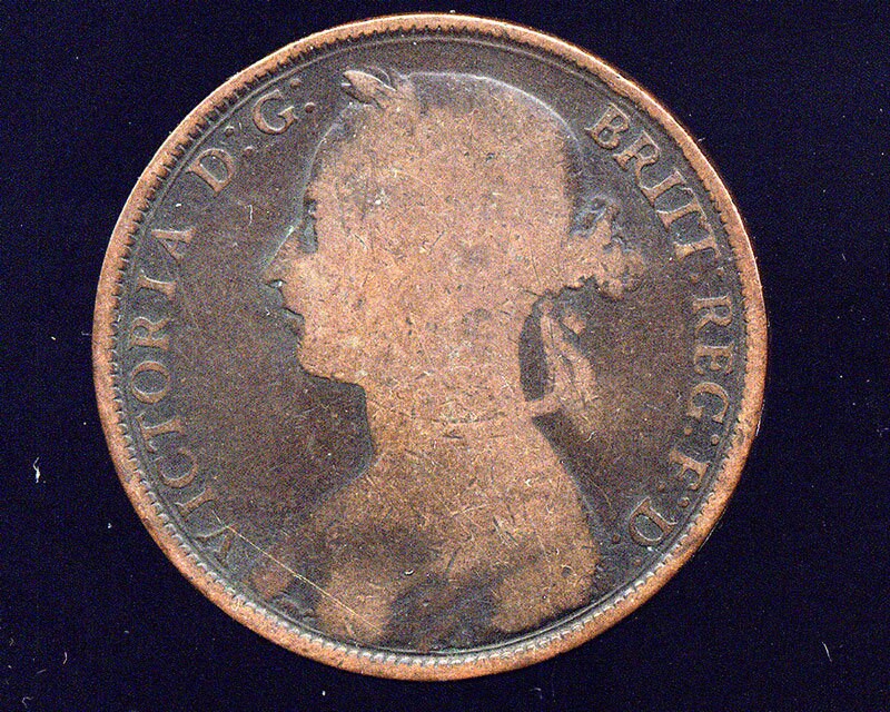 1892 British Bronze Penny queen Victoria - Etsy