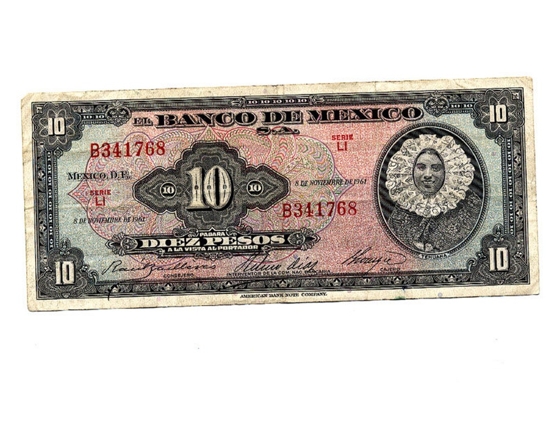 Mexico 10 Pesos Bank Note C1961 - Etsy