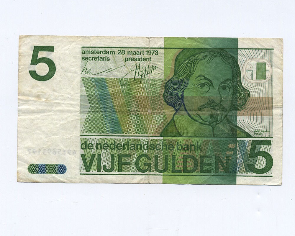 1973 Netherlands 5 Gulden Bank Note - Etsy