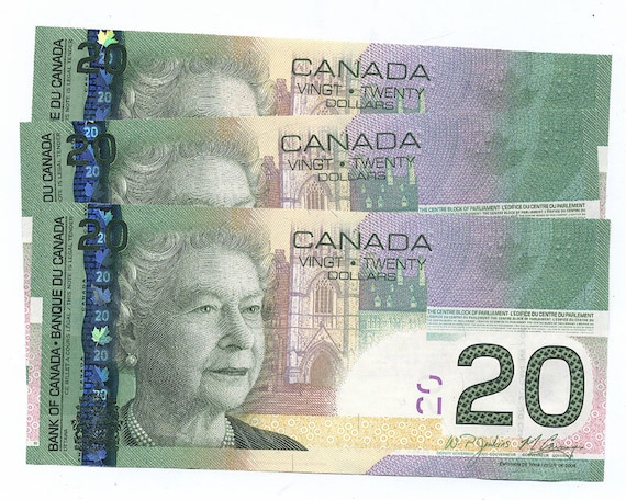 Canada 3 Consecutive 20 Dollar Uncirculated Banknotes | Etsy