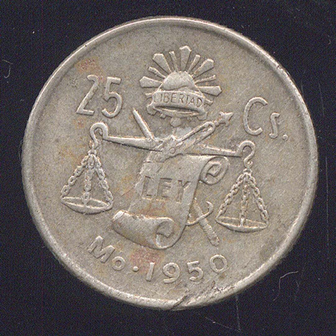 1950 Mexico Silver 25 Centavos Coin - Etsy