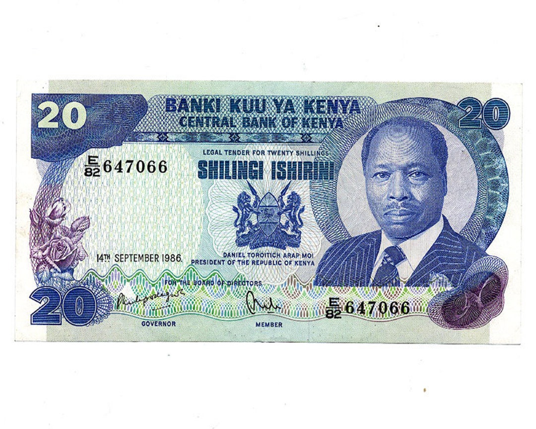 1986 Kenya 20 Shillings Bank Note - Etsy