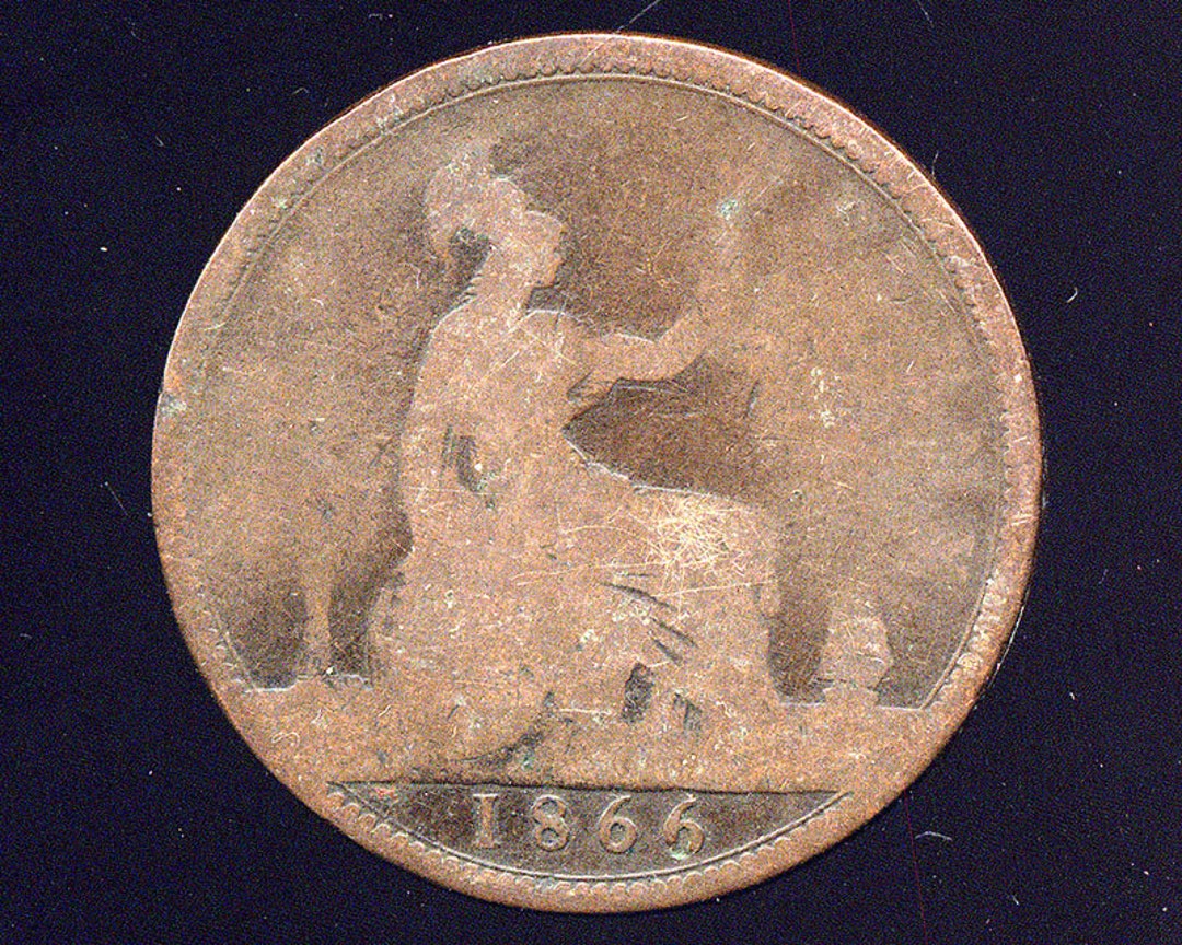 1866 British Bronze Penny queen Victoria - Etsy