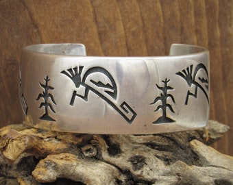 Man in the Maze Design Hopi Overlay Bracelet by Jason Takala, Sterling ...