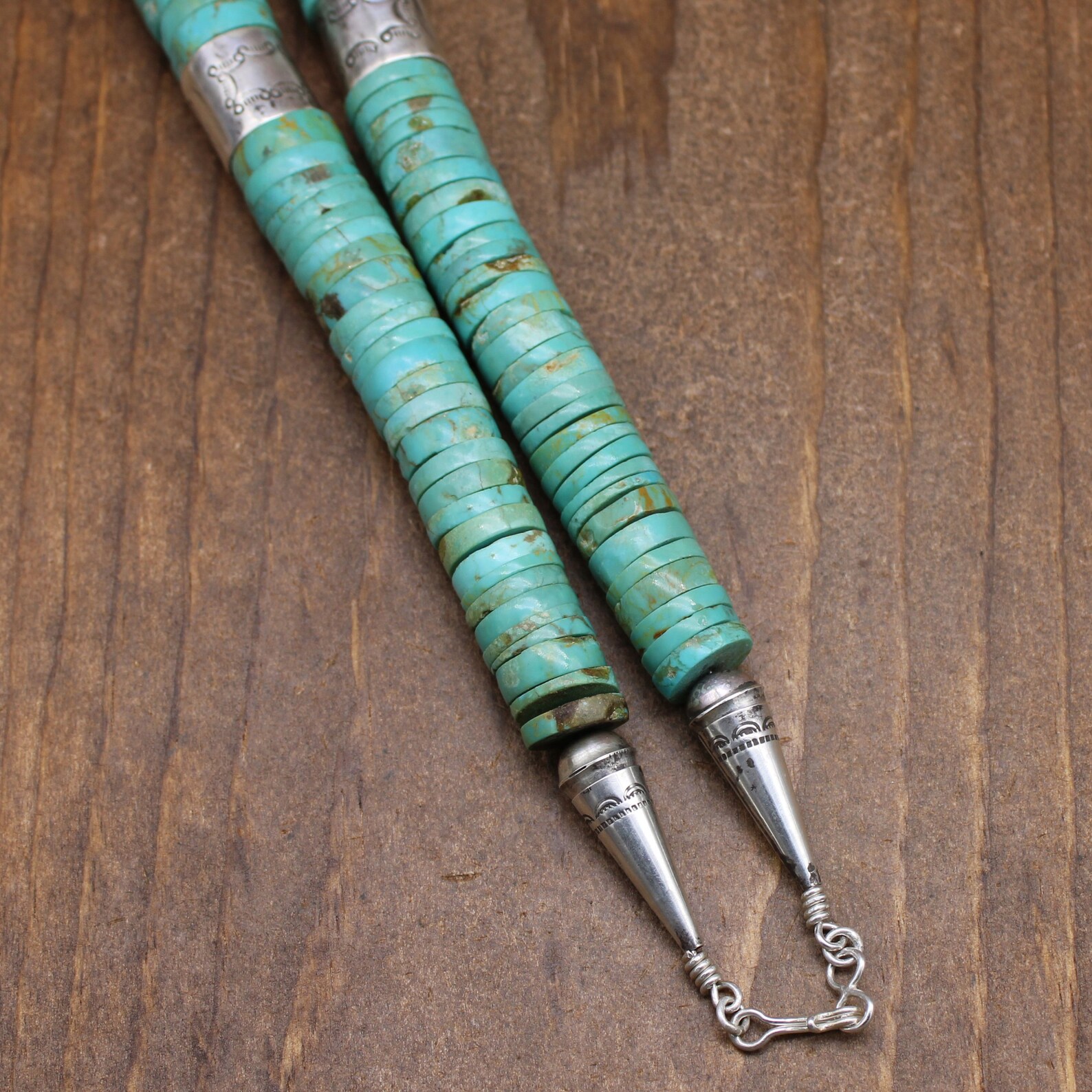 Handmade Turquoise and Sterling Silver Bead Necklace by Alice Platero ...