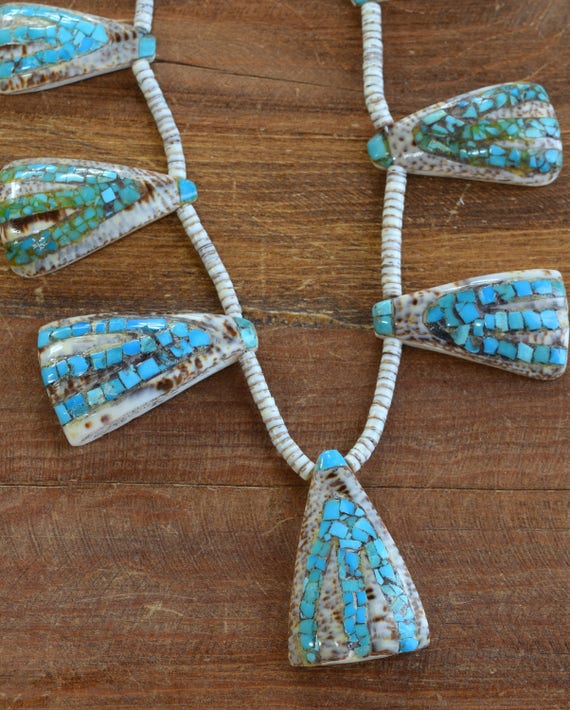 Santo Domingo Shell and Inlay Turquoise Necklace - Gem