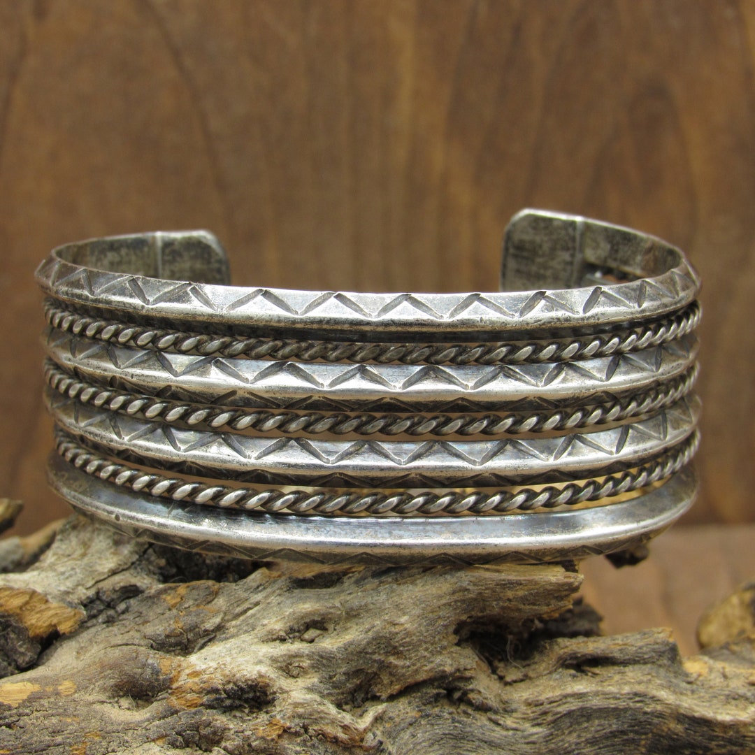 Southwest Sterling Silver Triangle Wire and Twisted Rope Bracelet - Etsy