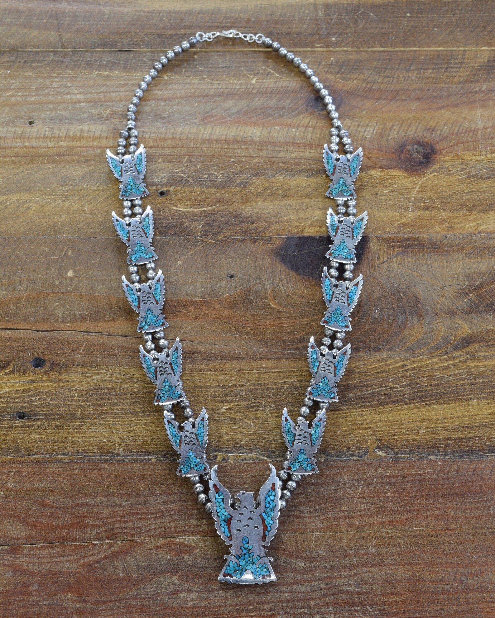 Vintage Phoenix Bird Chip Inlay Necklace - Etsy