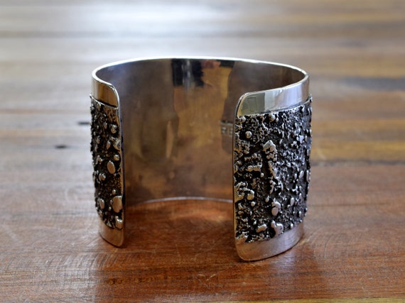 Vintage Navajo Silver Nugget Sterling Silver Cuff Bra… - Gem