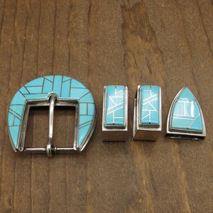 Navajo Vintage Sterling Silver Inlay Turquoise Ranger Set* - Etsy