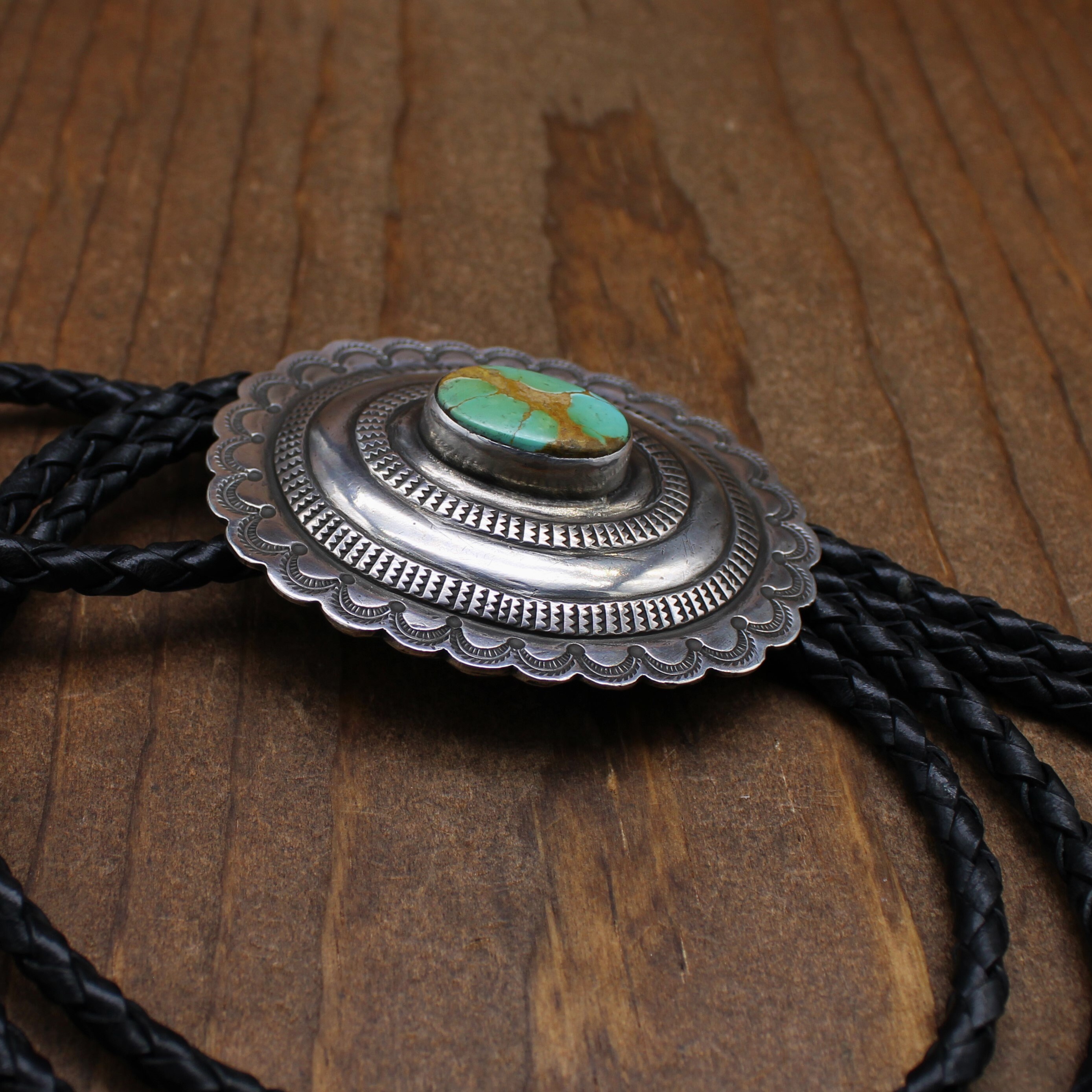 Sterling Silver Concho Style Bolo With Green Turquoise Stone * - Etsy