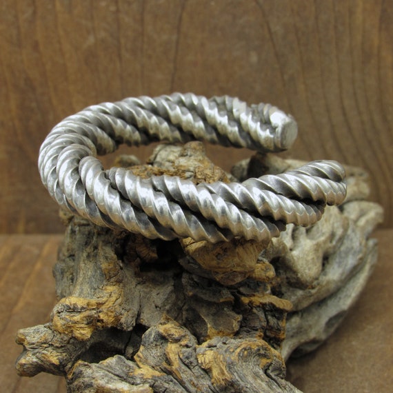 Heavy Sterling Silver Twisted Cuff Bracelet - Gem