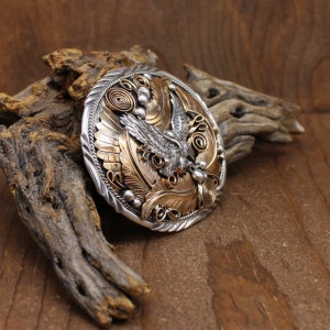 Sterling Silver and Gold Filled Eagle Belt Buckle by Allen Chee Navajo ...