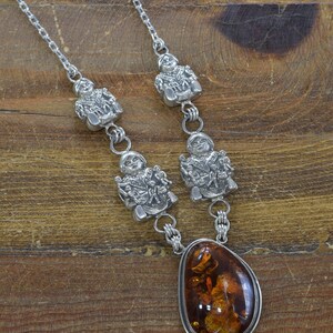 Vintage Southwestern Sterling Silver and Amber Storyteller Necklace ...