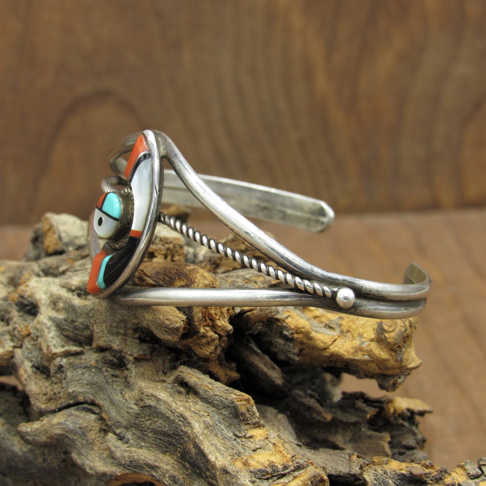 Sterling Silver Southwest Bracelet With Inlaid Sunface - Etsy