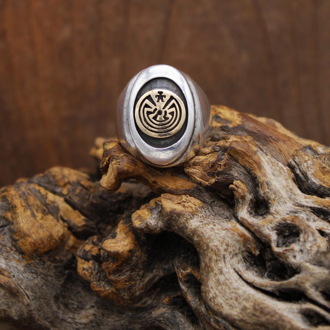 Sterling Silver 14K Gold Overlay Man in the Maze Ring Size 8.25 by ...