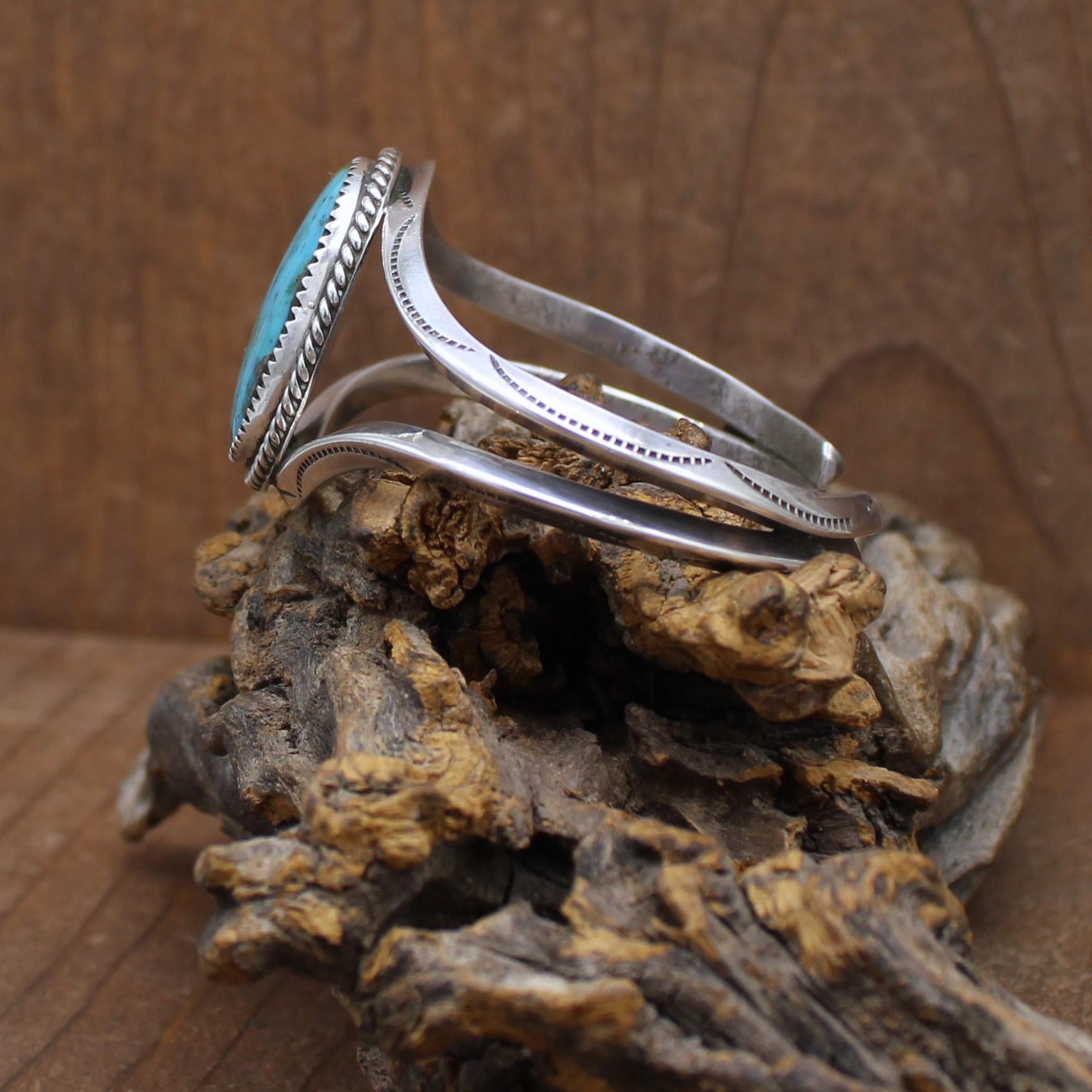 Sterling Silver Split Triangle Wire Shank Turquoise Cuff Bracelet - Etsy