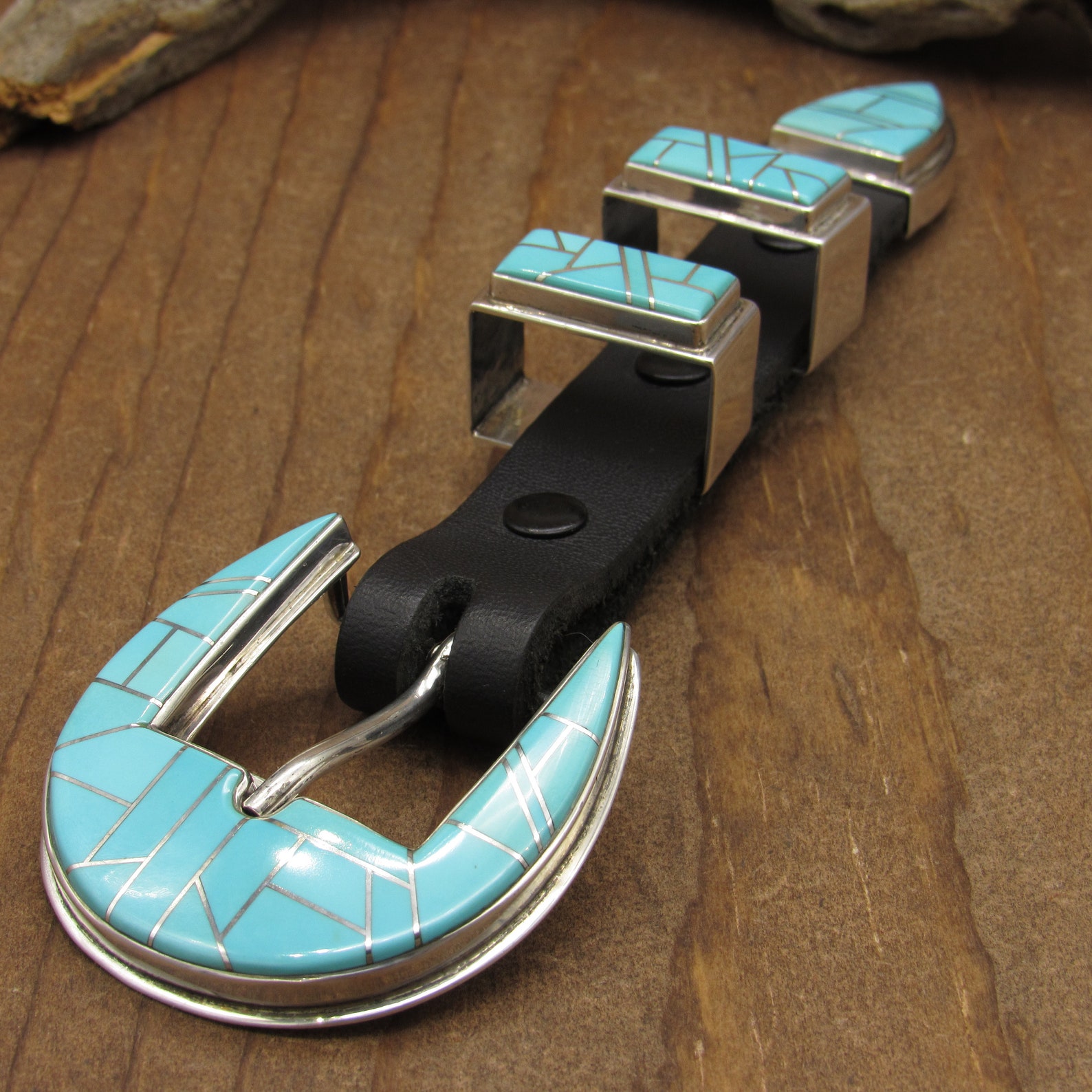 Navajo Vintage Sterling Silver Inlay Turquoise Ranger Set* - Etsy
