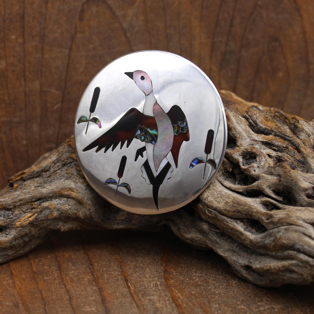 Vintage Sterling Silver Multi-stone Inlay Duck Pin - Etsy