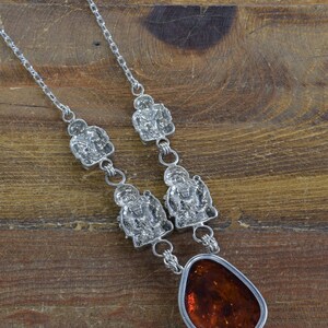 Vintage Southwestern Sterling Silver and Amber Storyteller Necklace ...
