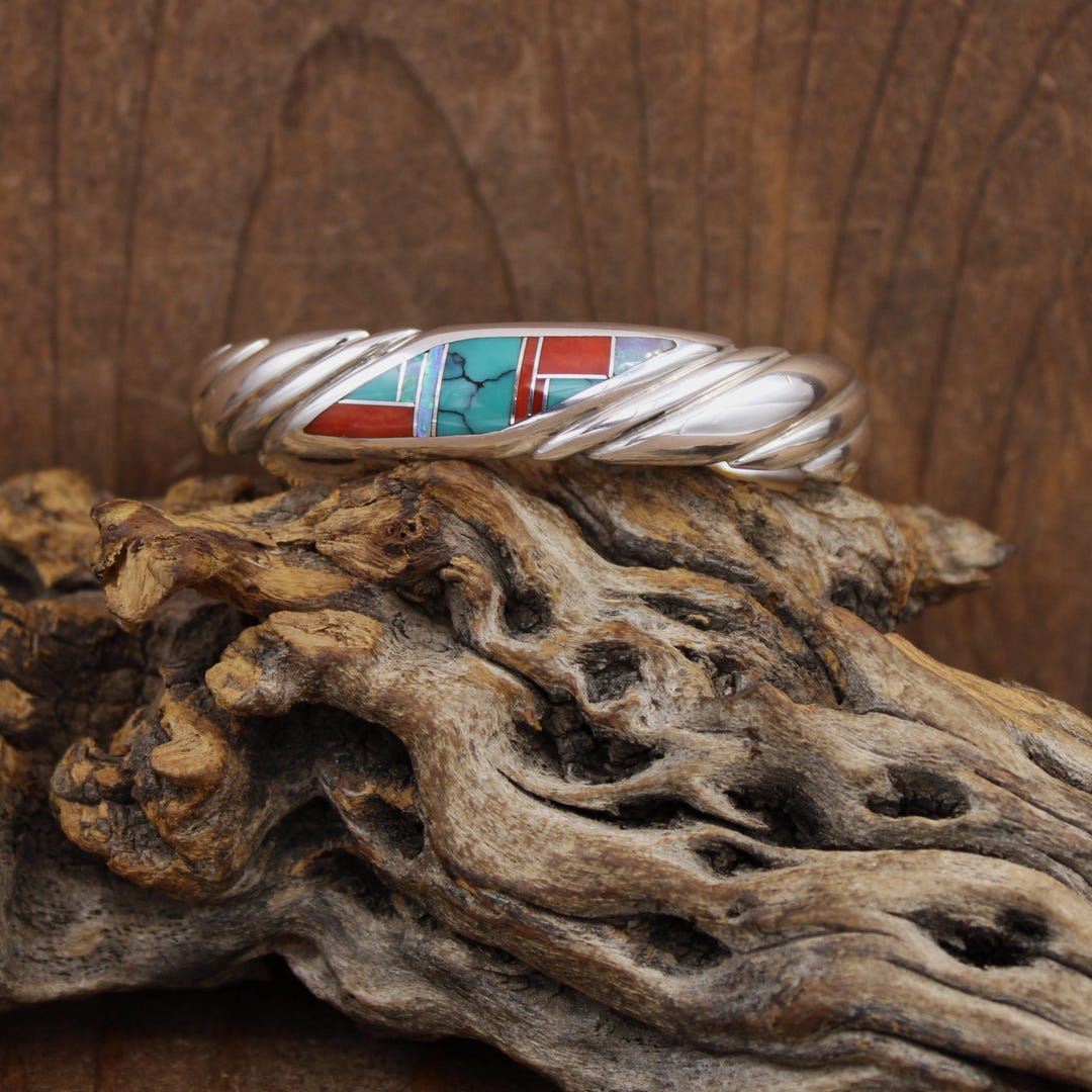 Knifewing Segura & Ray Tracy Sterling Silver Multi Stone Inlay Cuff ...