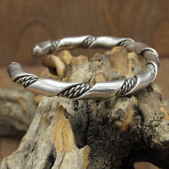 Southwest Sterling Silver Twisted Wire Rope Cuff Brac… - Gem
