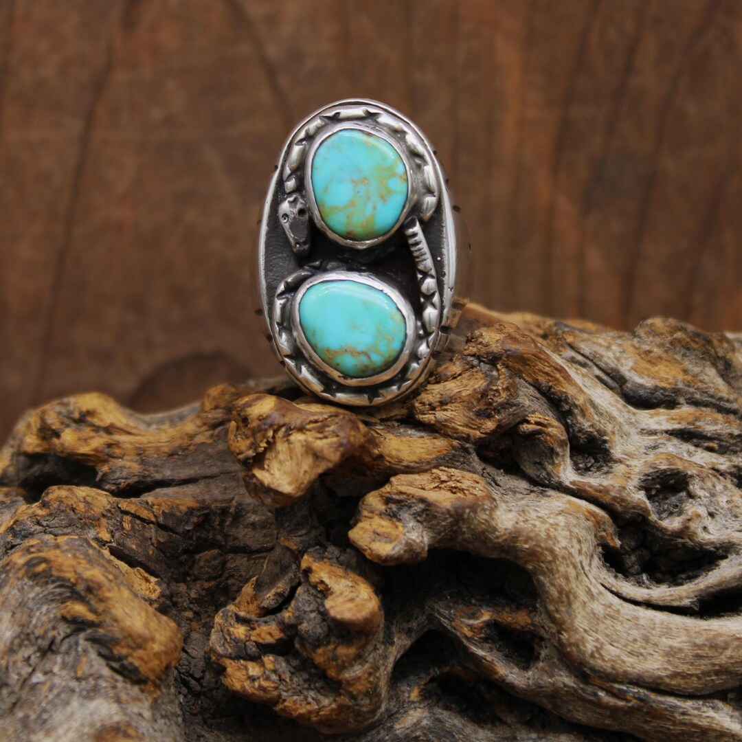 Sterling Silver Snake Design Turquoise Men's Ring Size 11 * - Etsy